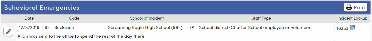 Behavioral Emergency : Aeries Software