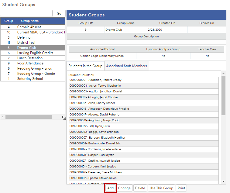 Creating a Student Group : Aeries Software