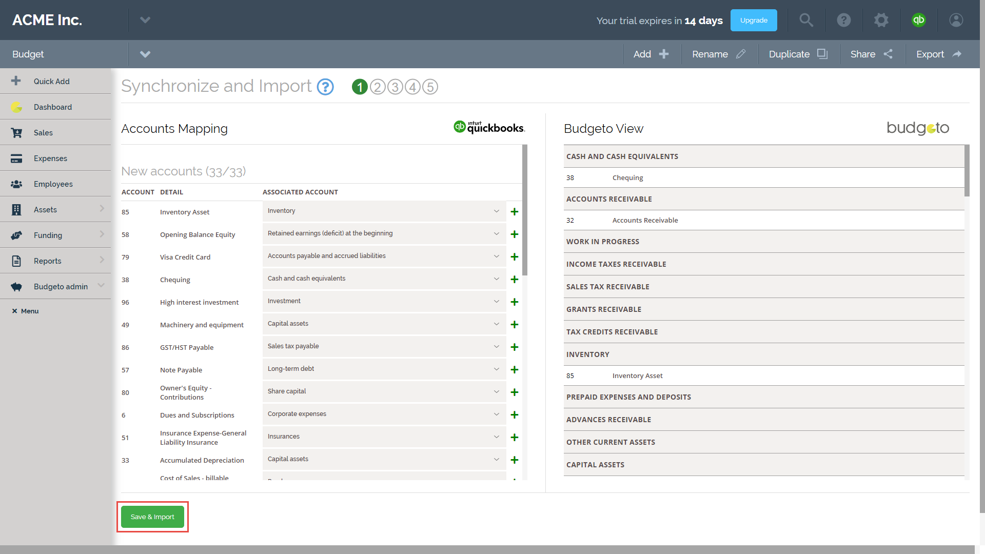 How to LINK QuickBooks Online (QBO) to Budgeto?