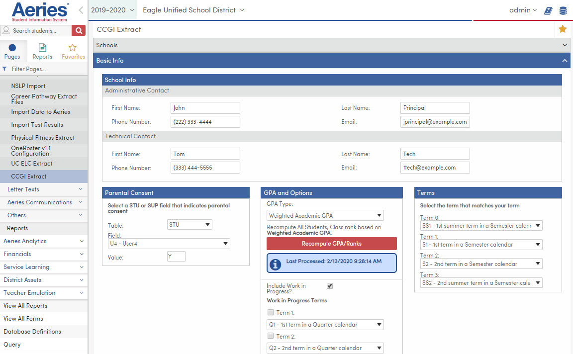 Overview for CCGI : Aeries Software