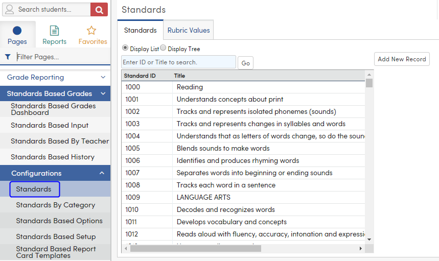 Standards : Aeries Software