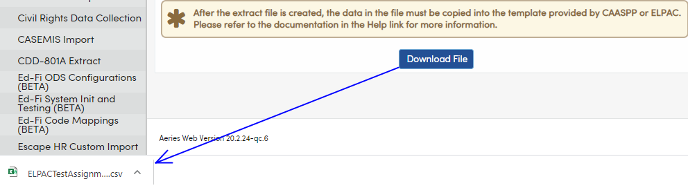 ELPAC Test Assignment File : Aeries Software