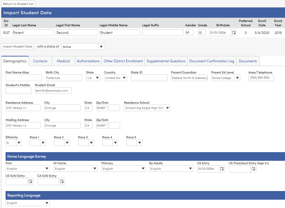 Aeries Online Enrollment Importing Students : Aeries Software
