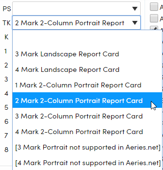 Standards Based Options - General Options : Aeries Software