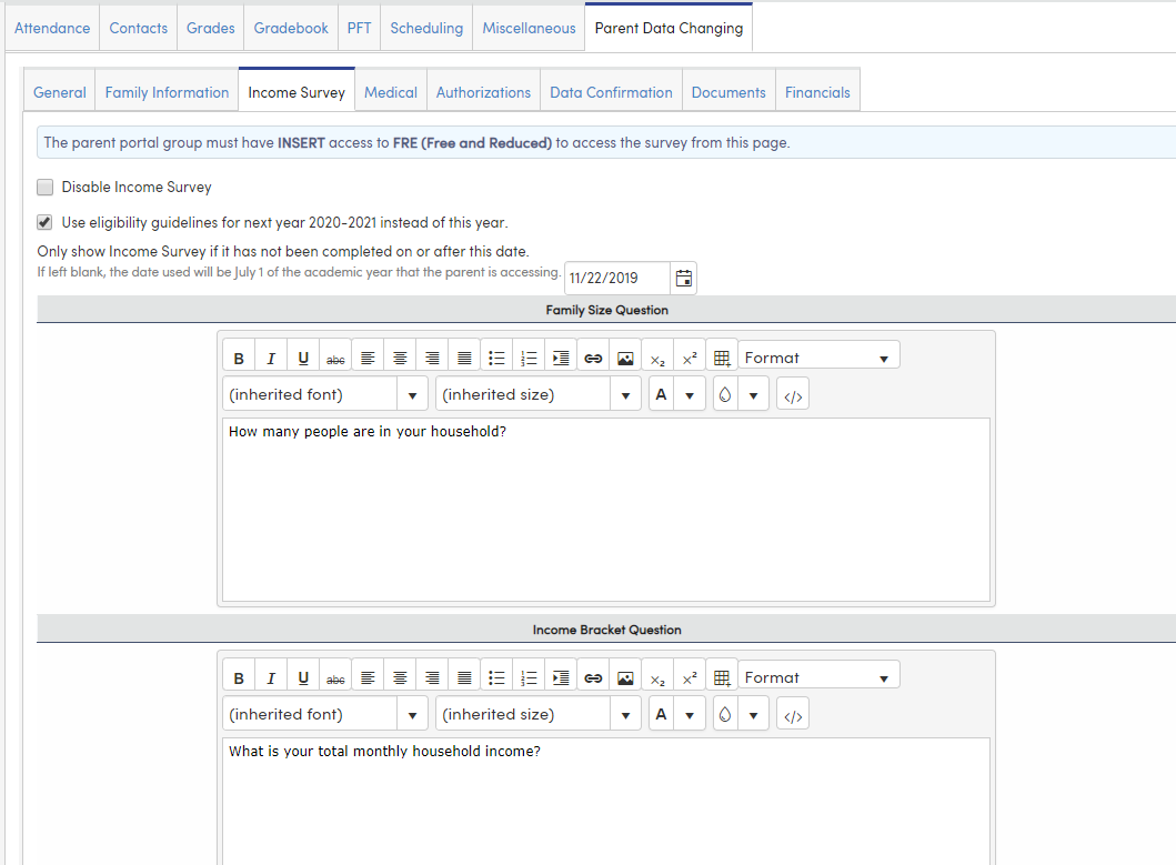 Parent Data Confirmation Setup : Aeries Software