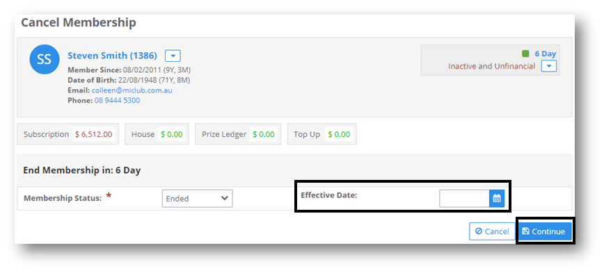 Resign a Member : MiMembership