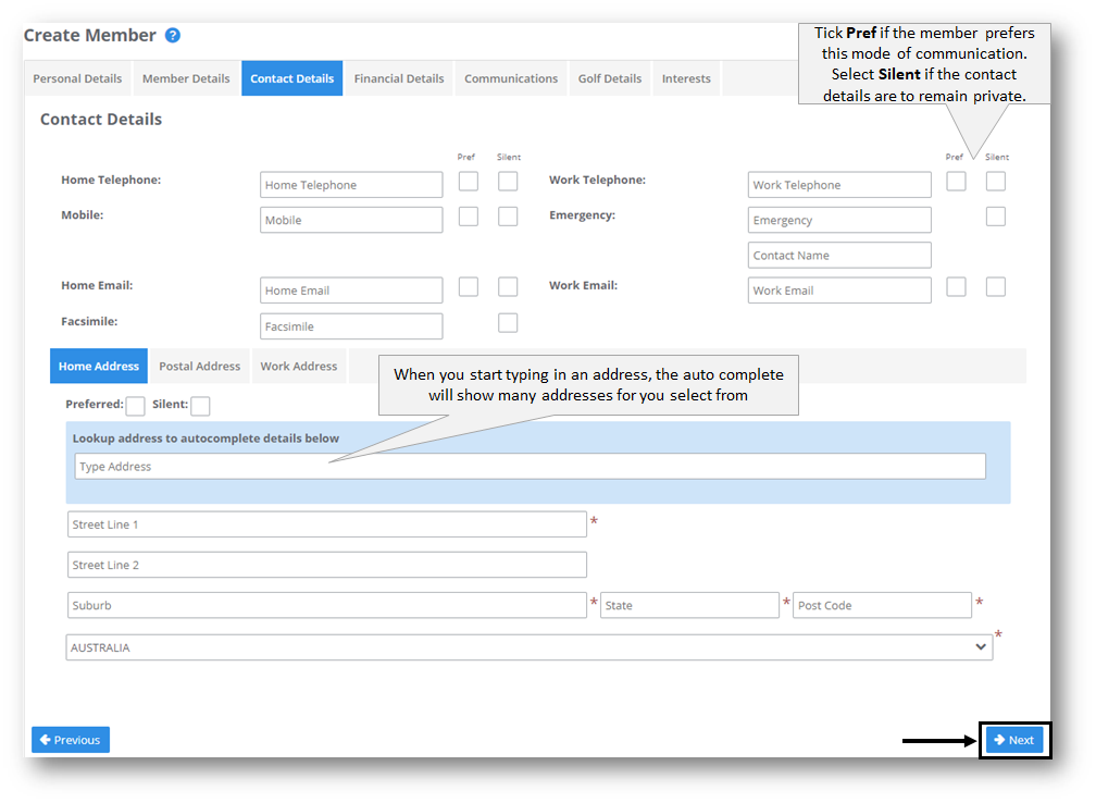 Create a New Member : MiMembership
