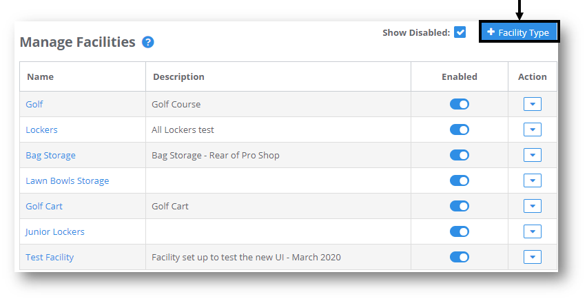 How to Create a Facility Type / add a facility : MiMembership