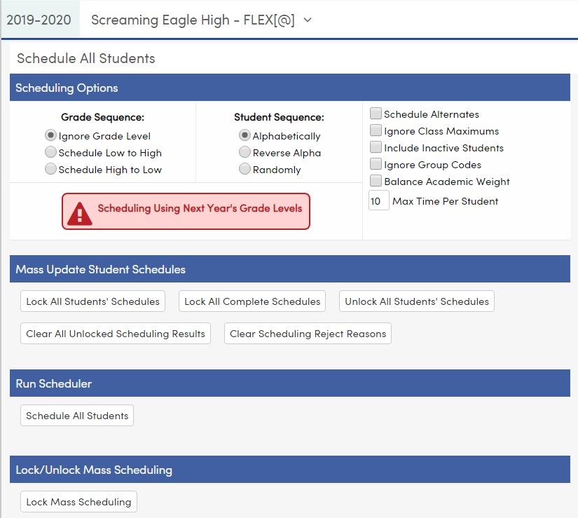 Flex Scheduling - Schedule All Students : Aeries Software