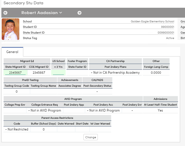 Secondary Student Data : Aeries Software