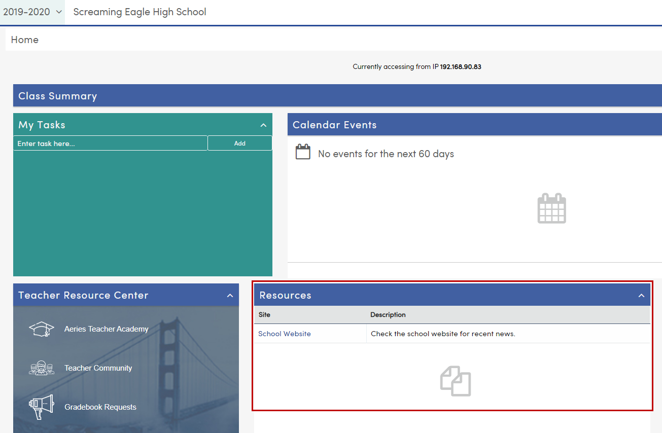 Update Links for Online Resource Center : Aeries Software