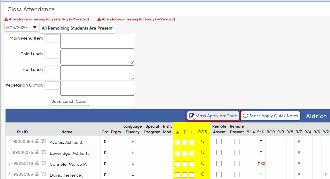 Daily Attendance Submission : Aeries Software