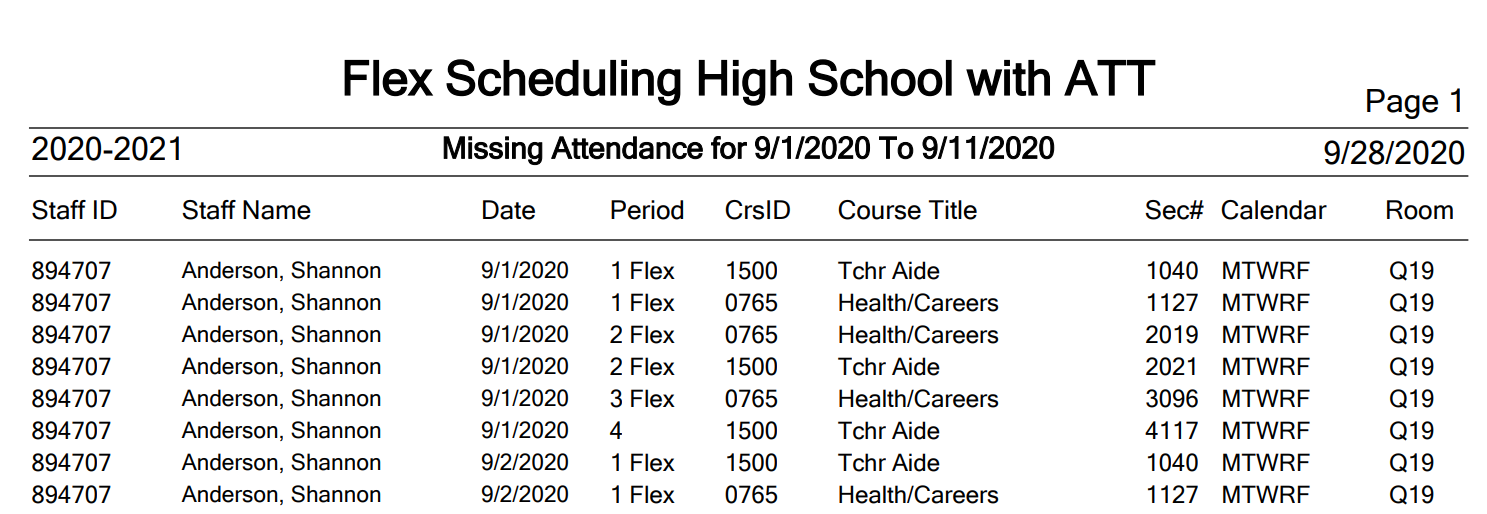 Flex Scheduling Reports : Aeries Software