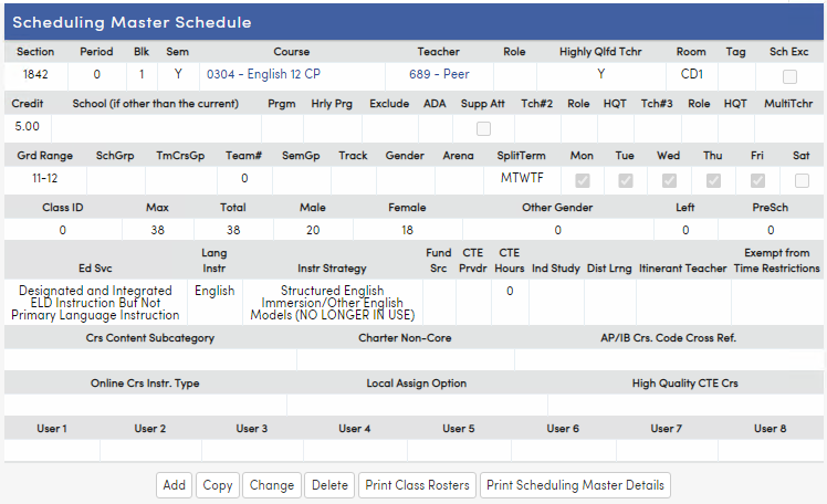 Scheduling Master Schedule : Aeries Software