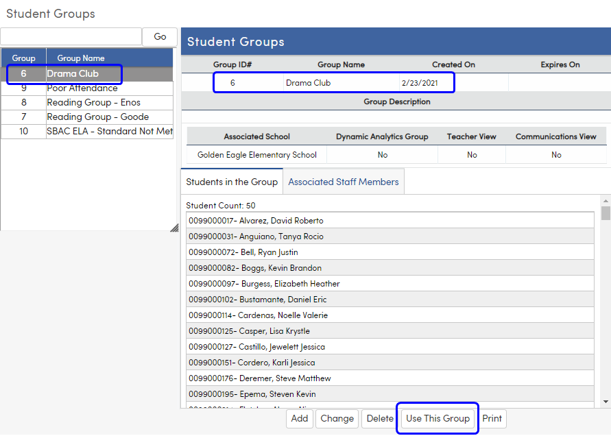 Using a Student Group : Aeries Software