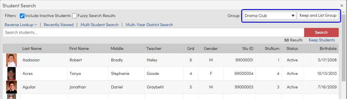 Using a Student Group : Aeries Software