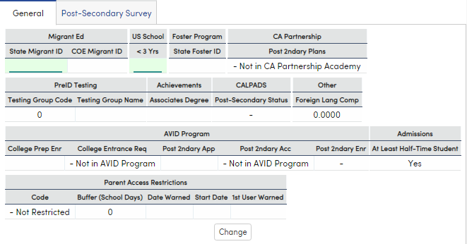 Secondary Student Data : Aeries Software