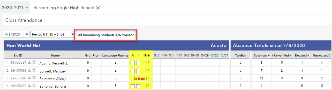 Daily Attendance Submission : Aeries Software