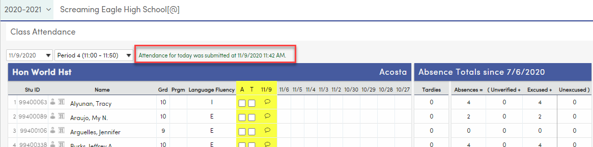 Daily Attendance Submission : Aeries Software