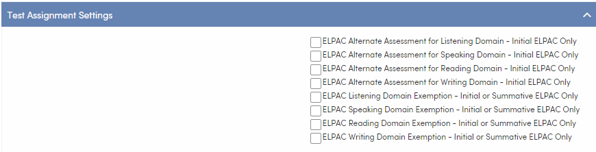 Adding/Updating Test Settings Data : Aeries Software