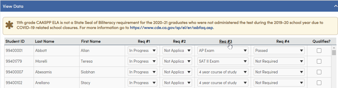 State Seal of Biliteracy - Process Students and View Data : Aeries Software