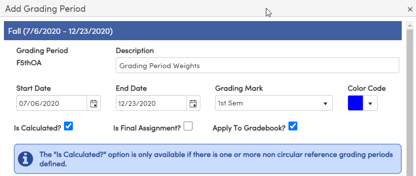 Gradebook Grading Periods : Aeries Software
