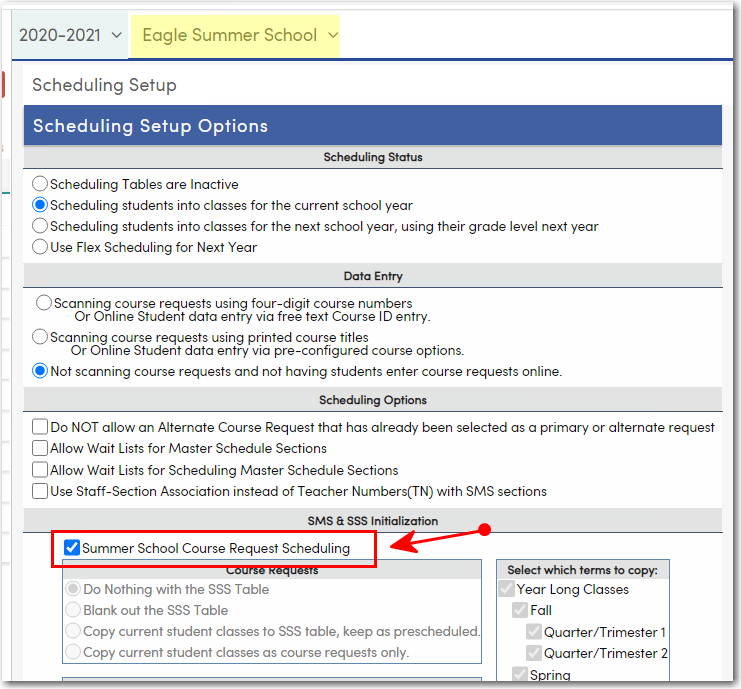 Summer School - School Options : Aeries Software