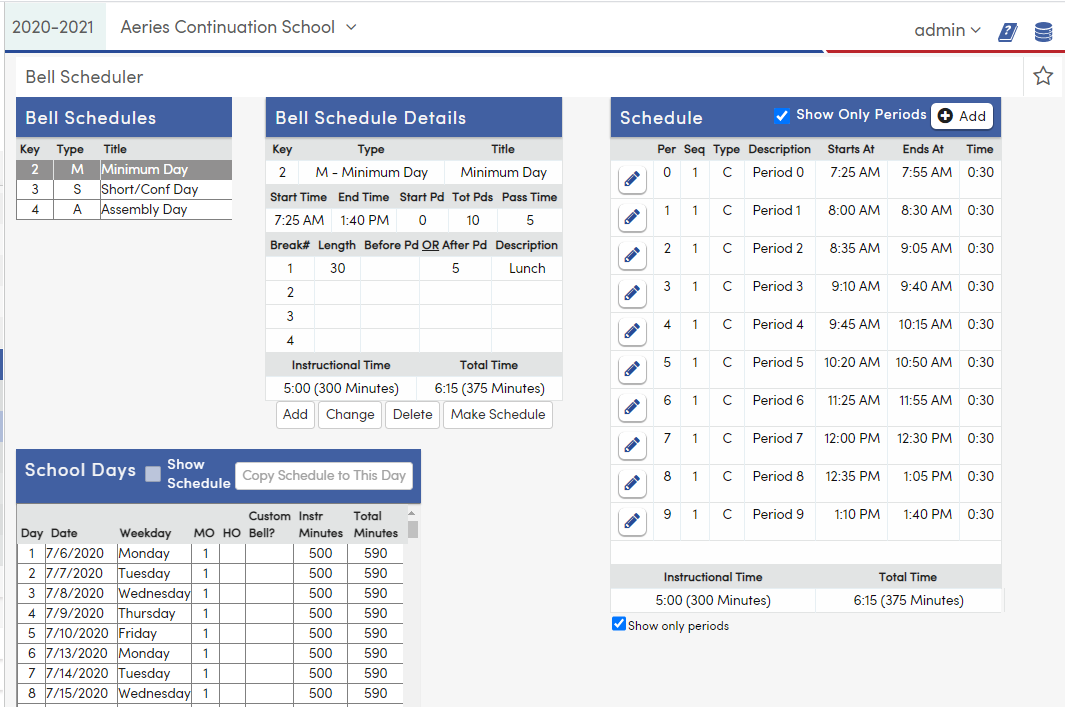 Alternative School Configuration : Aeries Software