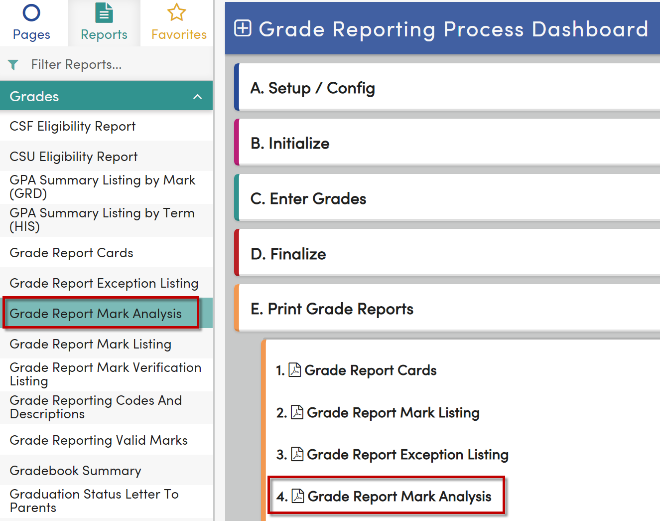 Grade Reporting - Print Grade Report Mark Analysis by Teacher or Course ...