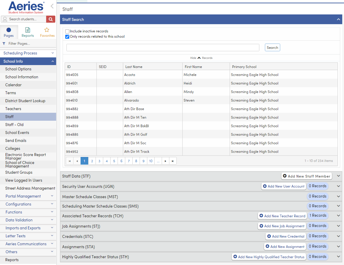 Flex Scheduling - Staff Data : Aeries Software