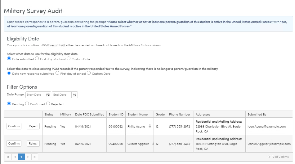Data Confirmation Process for Office Staff : Aeries Software