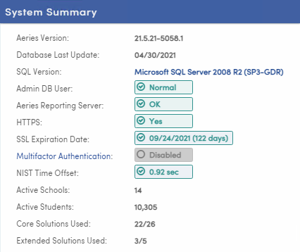 Aeries System Check and Utilization : Aeries Software
