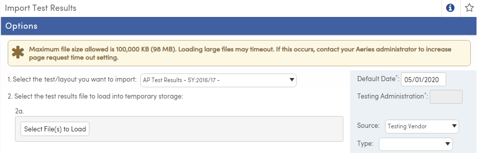 Test Specific Information - AP : Aeries Software