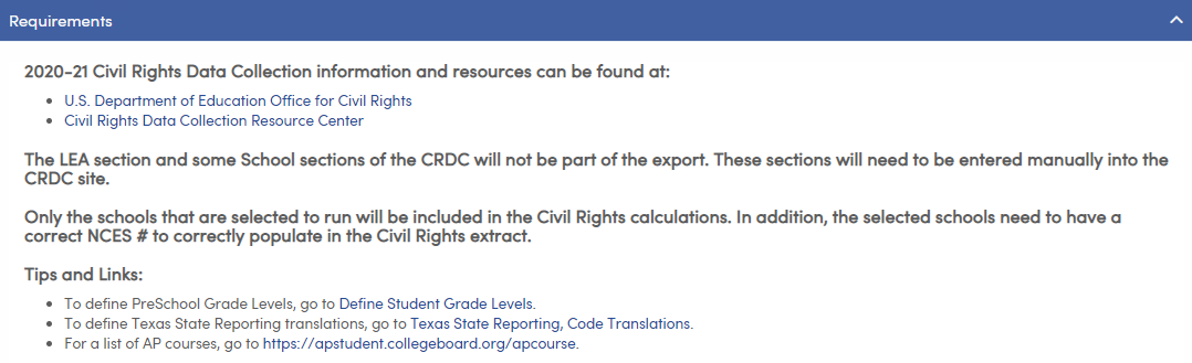 Preparation for Civil Rights Reporting : Aeries Software