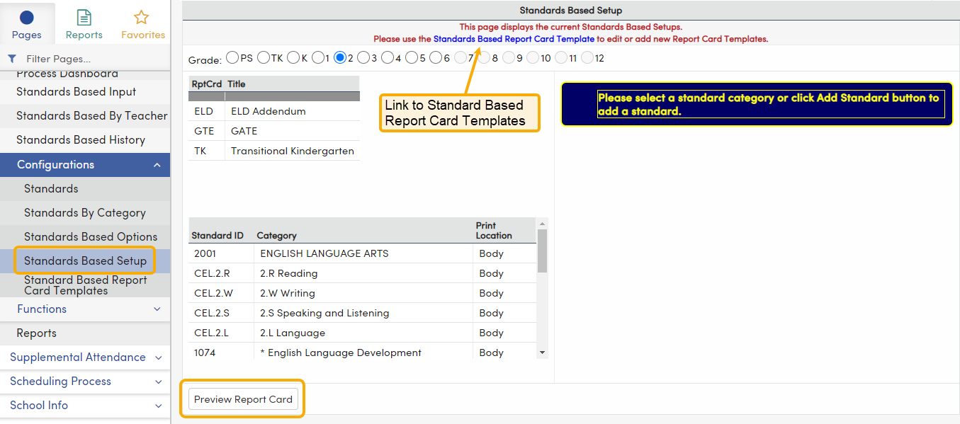 Standards Based Setup : Aeries Software