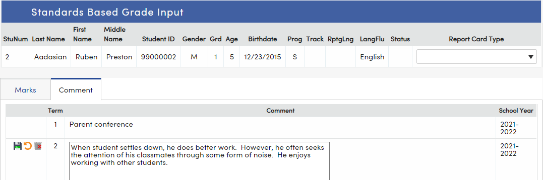 Standards Based Grade Reporting - Creating and Updating Grades : Aeries Software