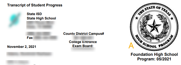 Texas - Student Academic Achievement Record (AAR)/Transcript : Aeries Software