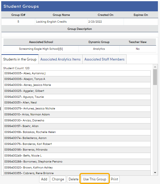 Using a Student Group : Aeries Software