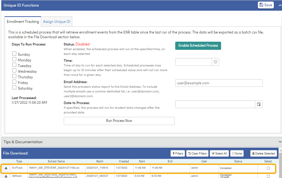 Texas - Unique ID Functions - Enrollment Tracking : Aeries Software