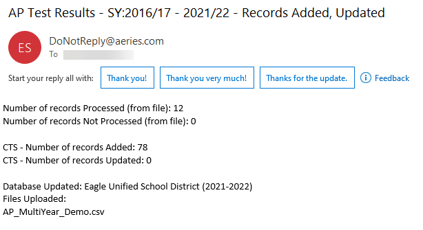 Test Specific Information - AP : Aeries Software