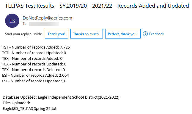 Test Specific Information - TELPAS/TELPAS-Alternate : Aeries Software