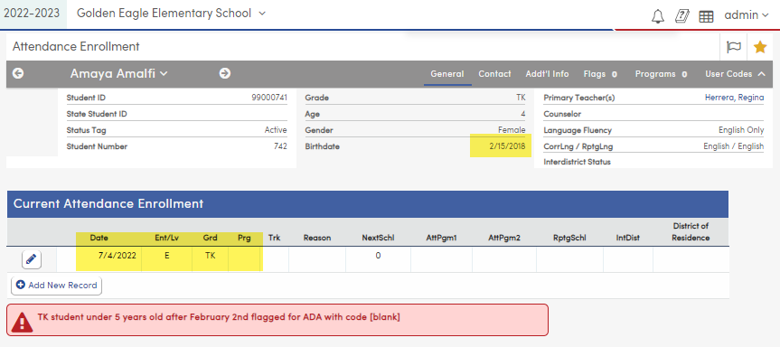 Attendance Audit Listing Report : Aeries Software