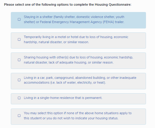Portal Options - Residence Survey Changes for the CDE 2021 Housing ...