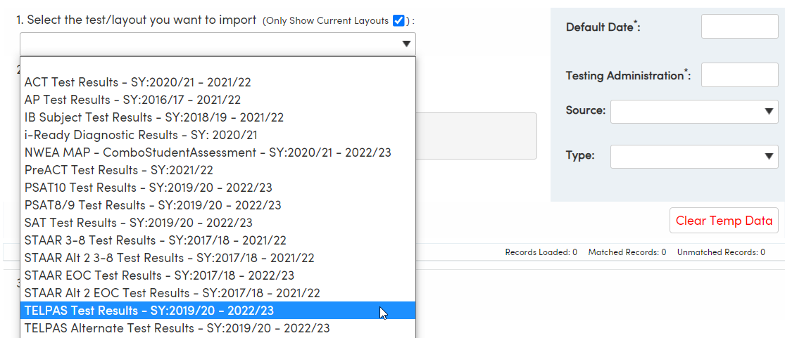 Test Specific Information - TELPAS/TELPAS-Alternate : Aeries Software