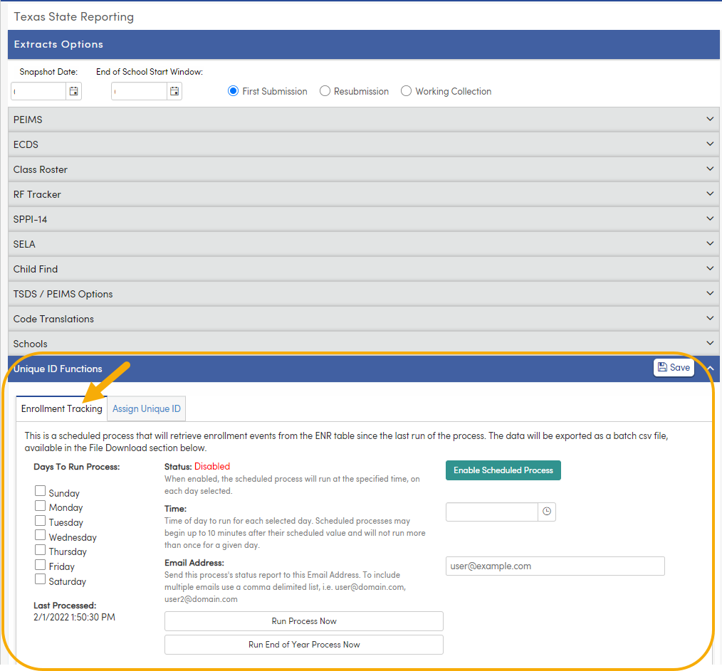 Texas - Unique ID Functions - Enrollment Tracking : Aeries Software