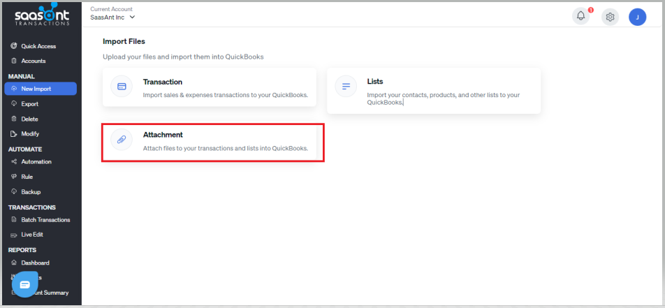 How to upload attachment in QuickBooks for Sales & Expenses? : SaasAnt Support Portal