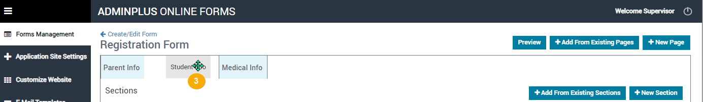 Reorder Pages on an AdminPlus Online Form - Rediker Software