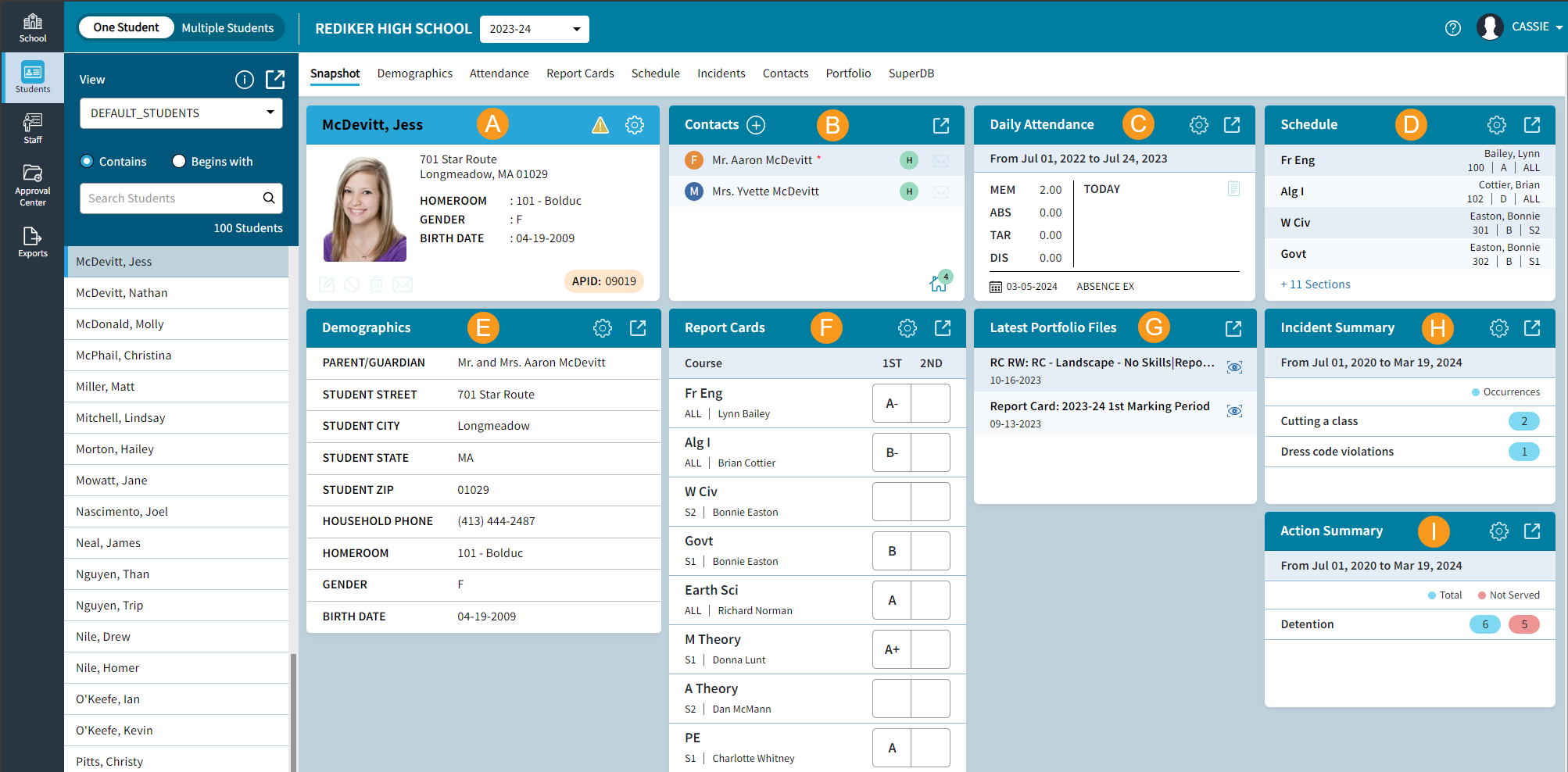 One Student: Snapshot - Rediker Software