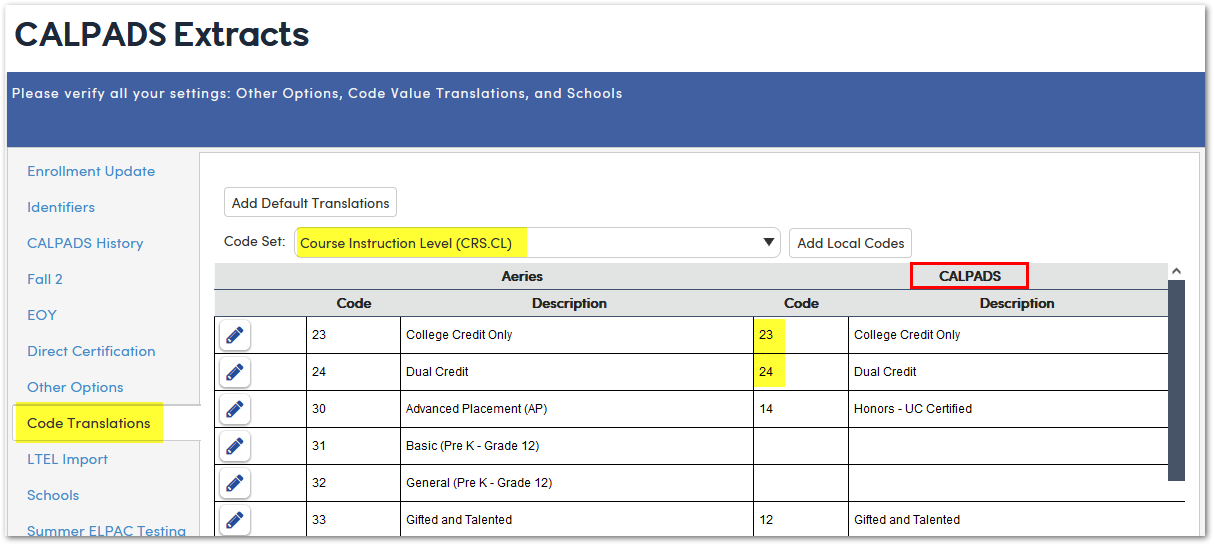 Coding College Credit and Dual Enrollment Courses for CALPADS EOY ...
