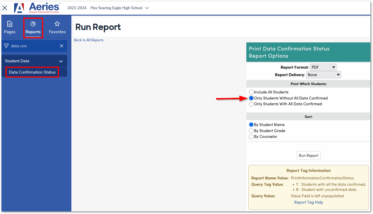 Query To Determine Parents Who Have Not Completed Parent Data Confirmation : Aeries Software